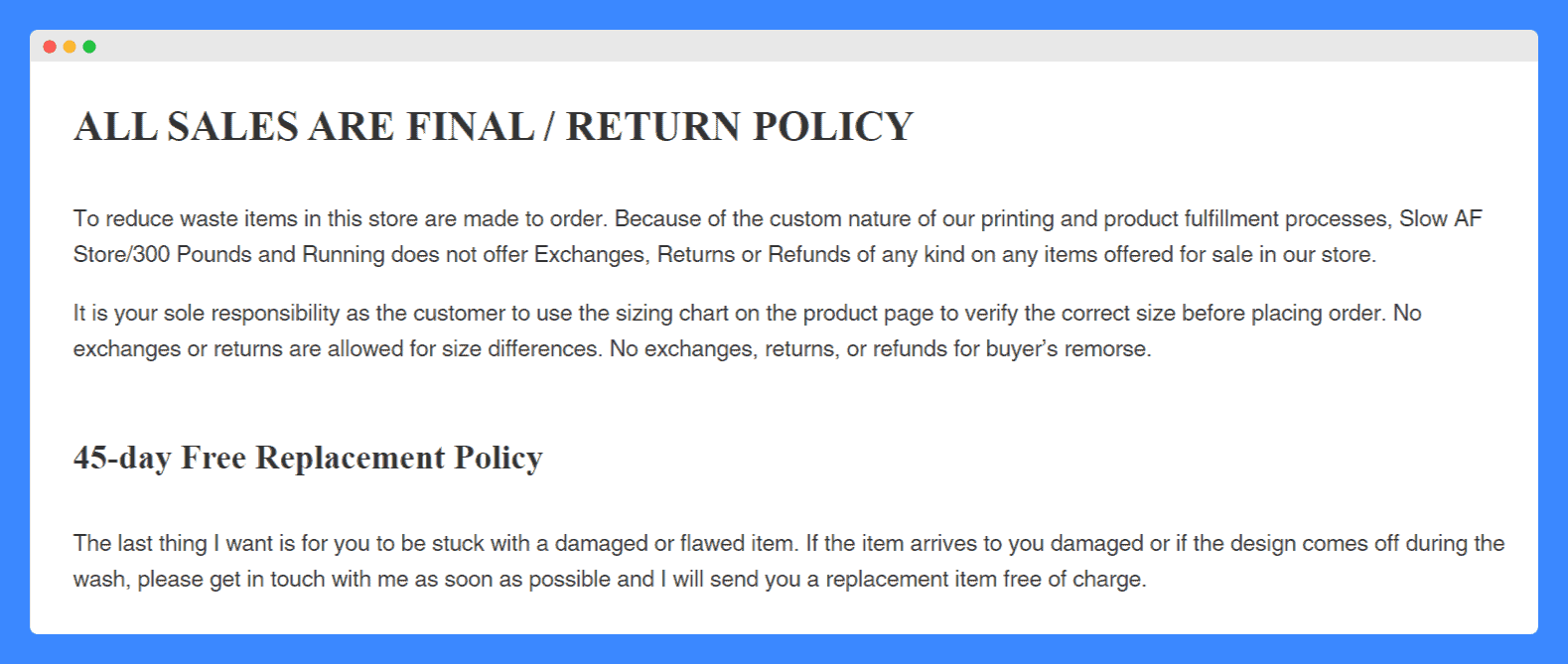 All Sales Are Final Policy [Write Yours Without Breaking the Law]