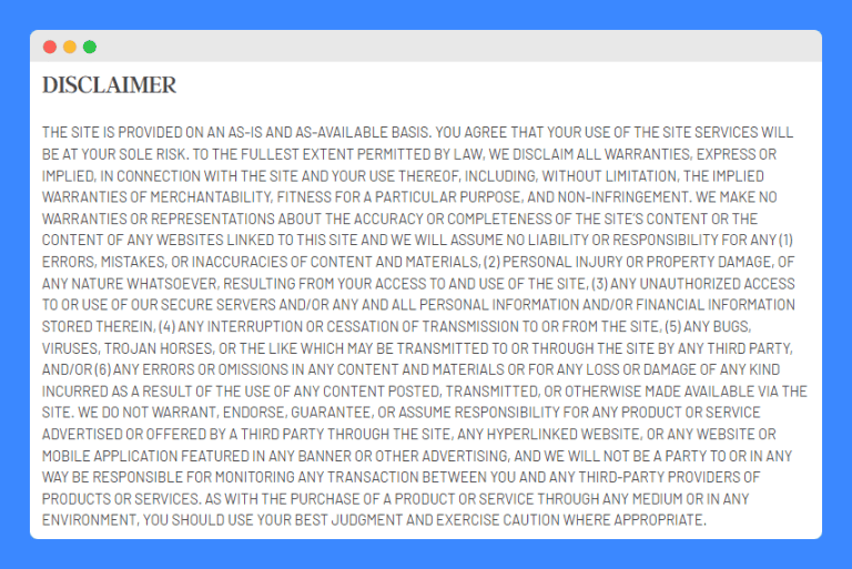 No Responsibility Disclaimer: Free Template & Examples